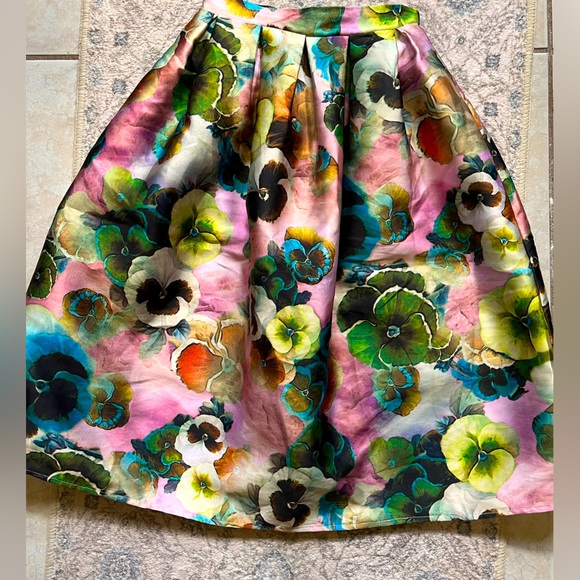 San Joy | Skirts | Floral Pleated Cocktail Skirt | Poshmark